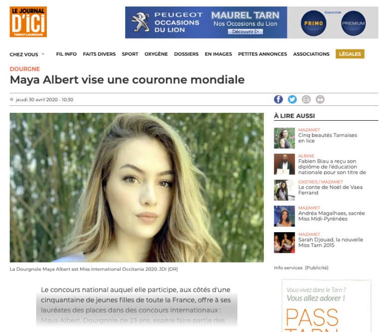 Journal d'Ici : "Maya Albert vise une couronne mondiale" | Miss ...